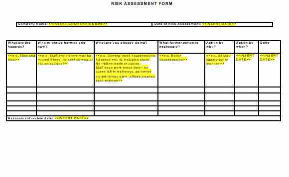 Risk Assessment Form